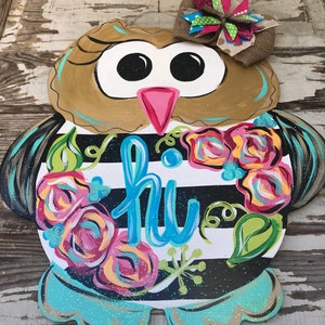 Owl Door Hanger - Owl Wreath - Spring Door Decor - Owl Sign ...