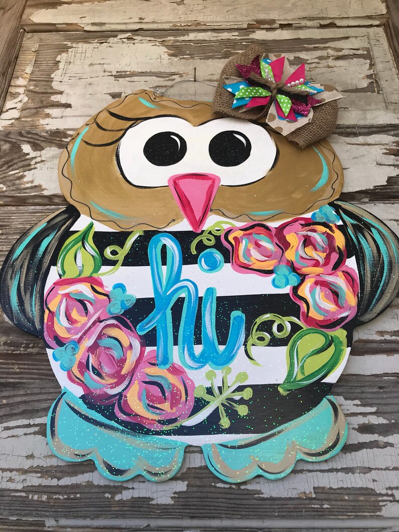 Owl Door Hanger Owl Wreath Spring Door Decor Owl Sign - Etsy