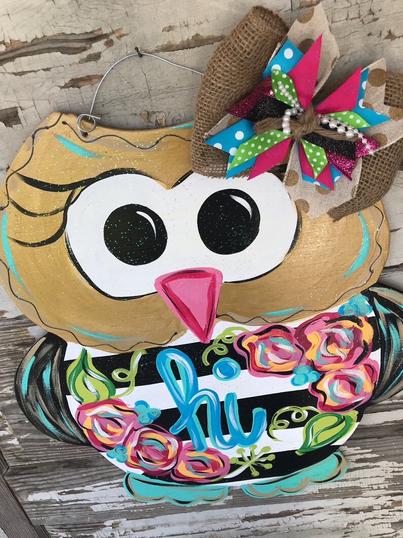 Owl Door Hanger Owl Wreath Spring Door Decor Owl Sign | Etsy