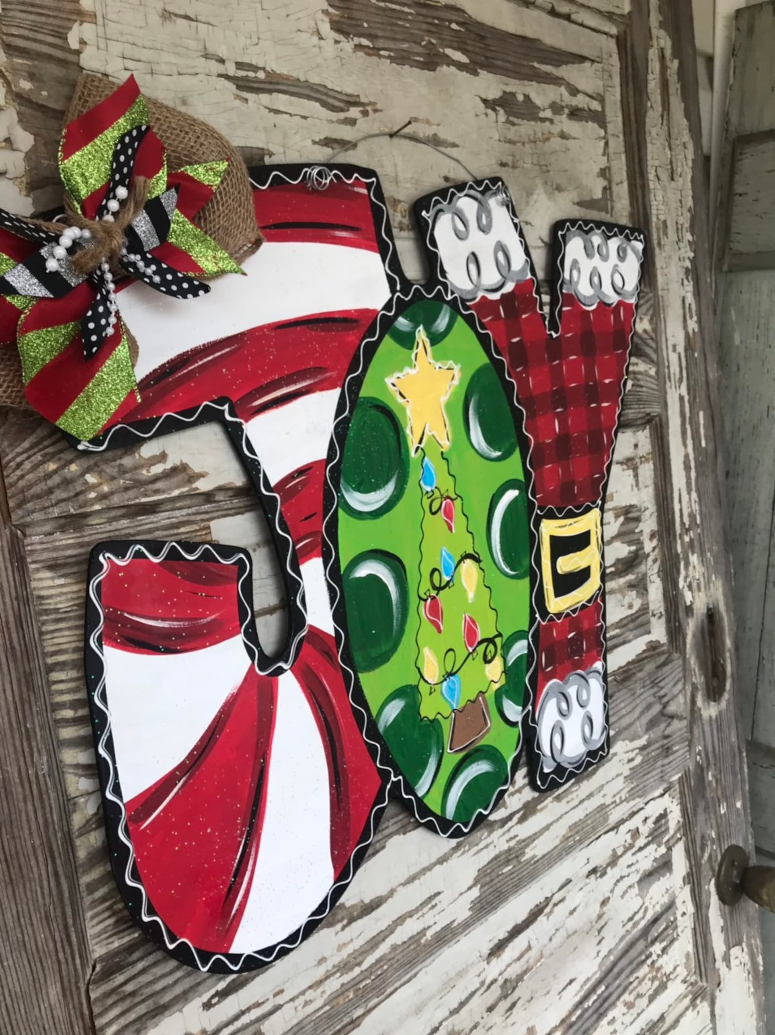 Christmas Door Hanger Santa Door Hanger Holiday Door Decor | Etsy