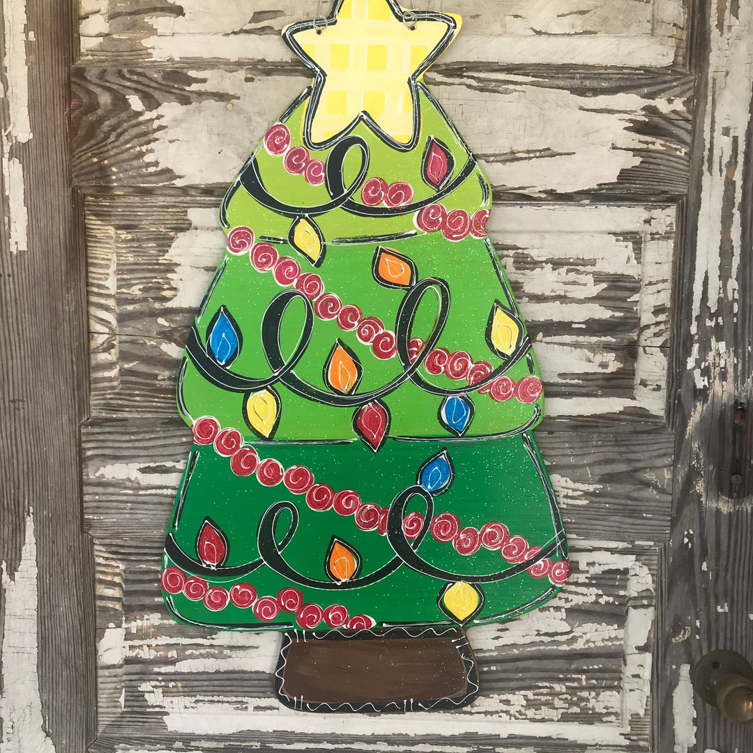 Personalized Door Hanger - Christmas Tree Door Hanger - Holiday Door ...