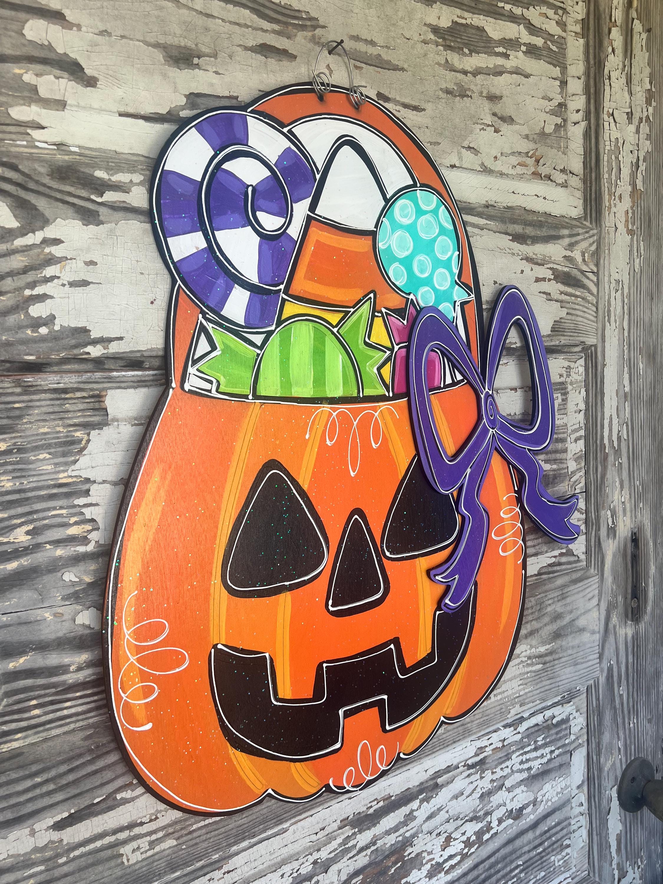 Halloween Door Hanger - Fall Door Hanger - Pumpkin Door Decor - Autumn ...