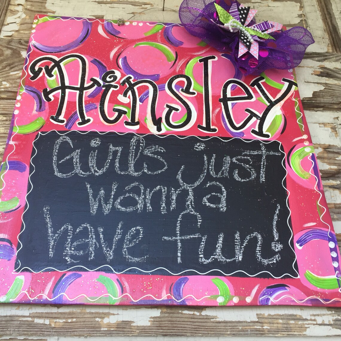 Girl Bedroom Sign Chalkboard Bedroom Door Hanger Girl | Etsy