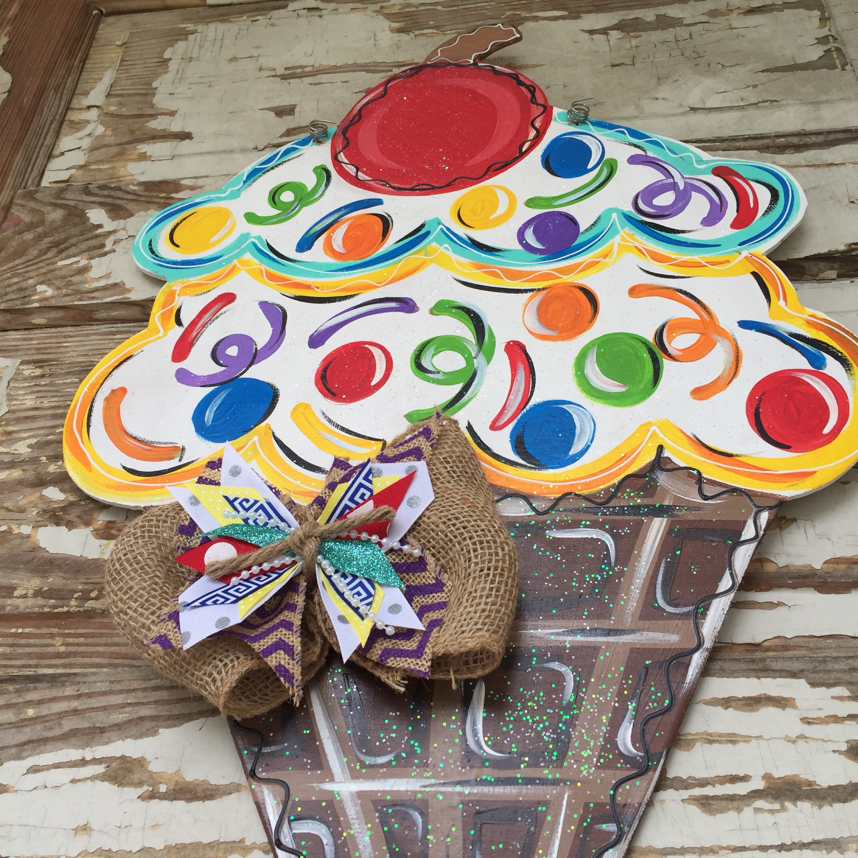 Birthday Door Hanger Personalized Door Hanger Ice Cream | Etsy