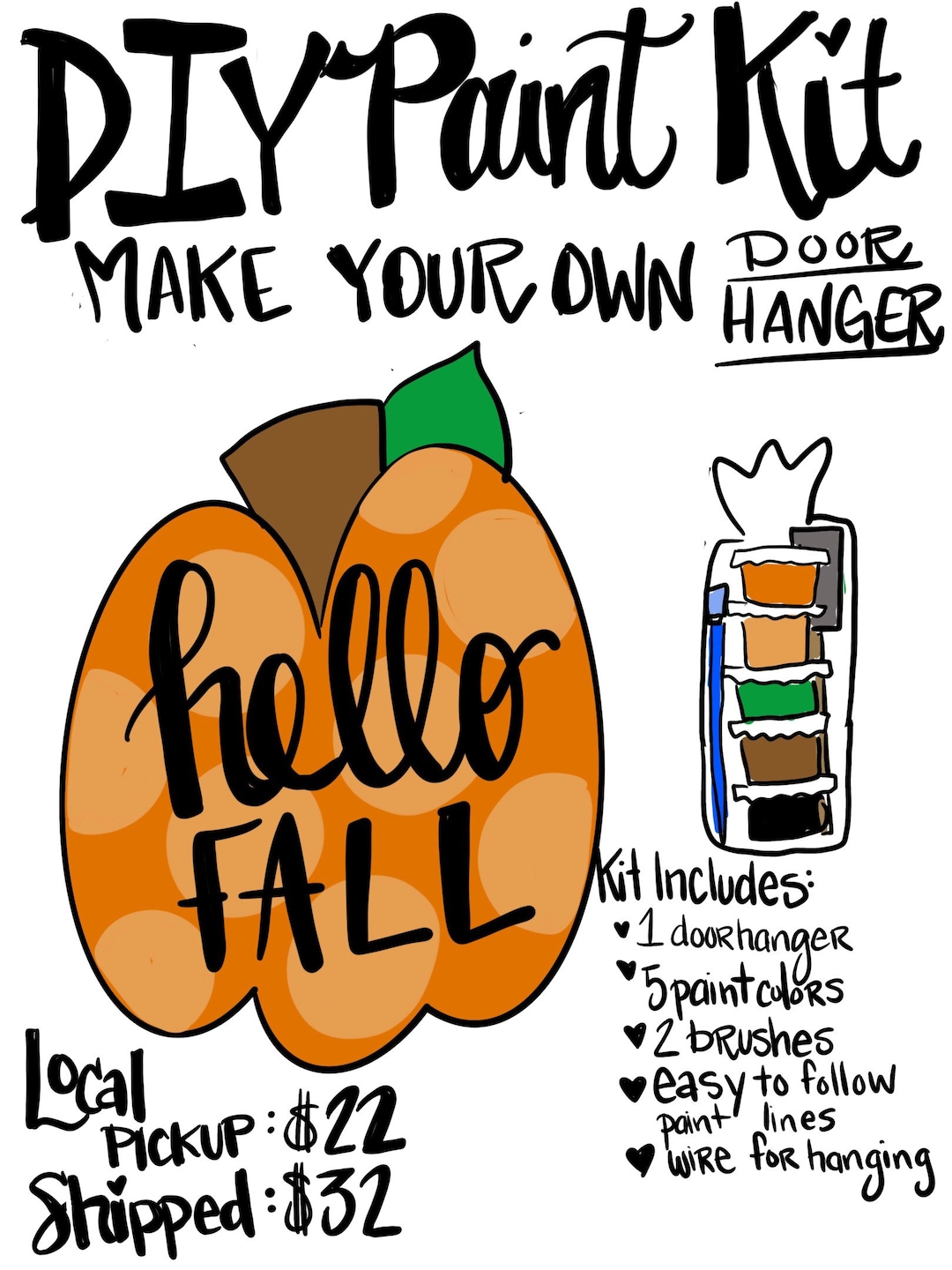 Pumpkin Paint Kit - Paint Kit - DIY Art Project - Paint at Home ...