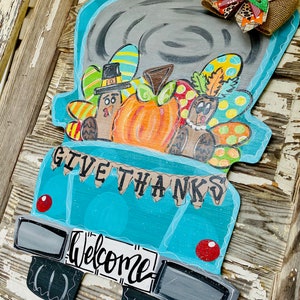 Thanksgiving Door Hanger - Pumpkin Door Decor - Autumn Door Sign - Fall ...