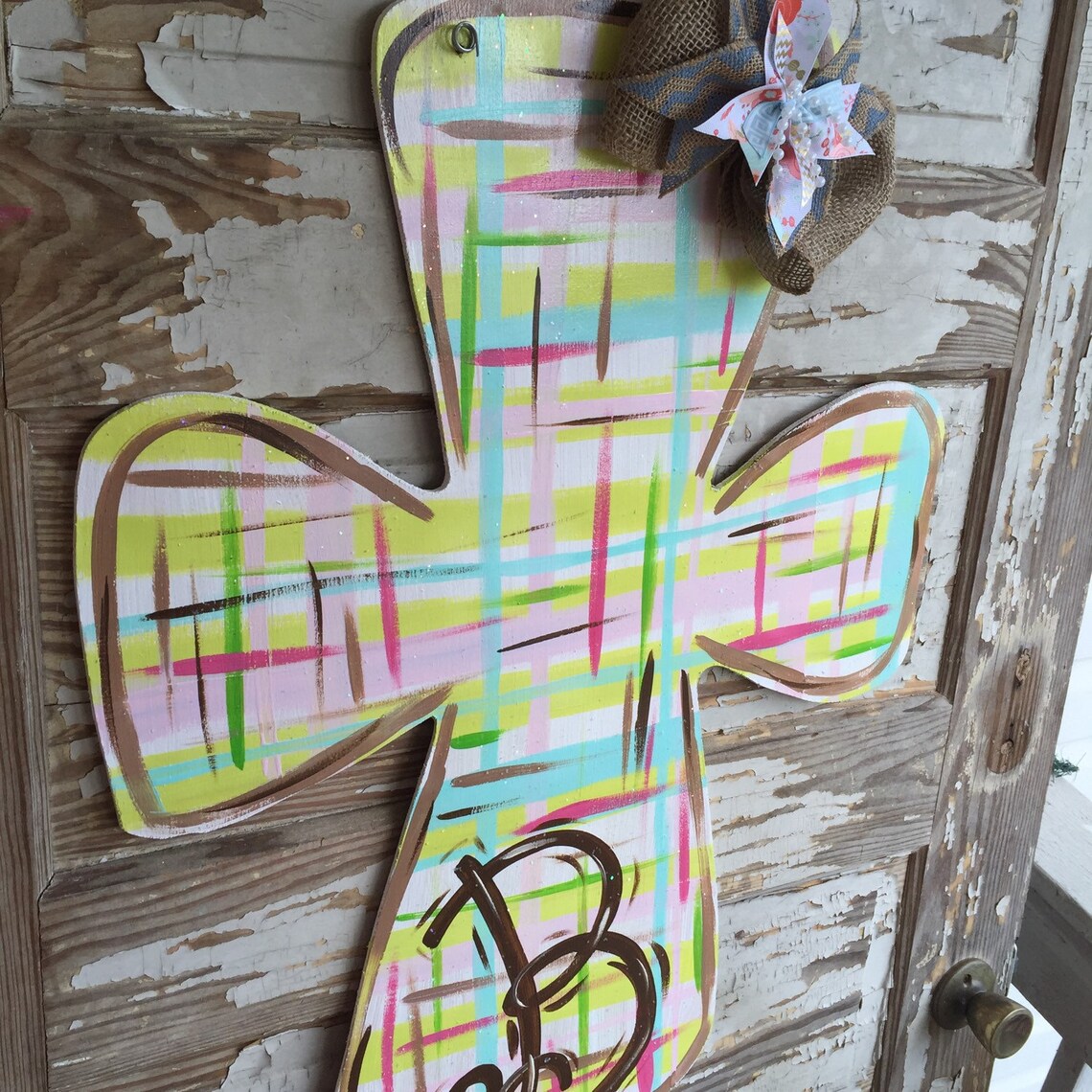 Cross Door Hanger Personalized Door Hanger Spring Door - Etsy