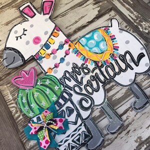 Personalized Door Hanger - Llama Door Hanger - Summer Door Hanger ...