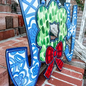 Christmas Door Hanger - Chinoiserie Christmas Door Hanger -personalized ...