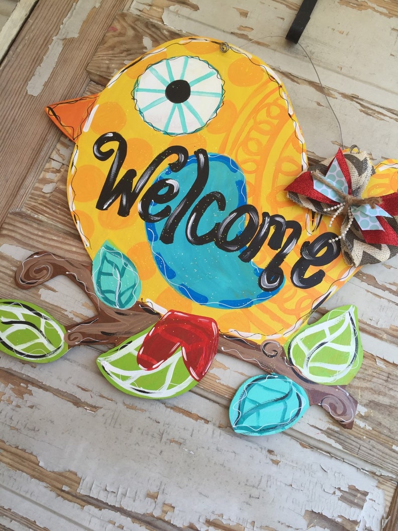 Bird Classroom Welcome Home Spring Summer Bright Door Hanger - Etsy