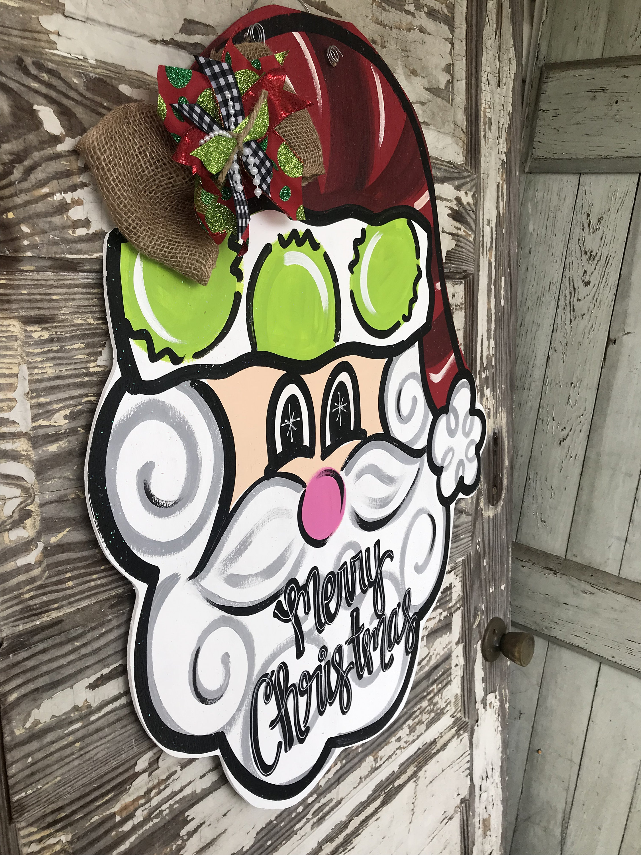 Christmas Door Hanger Santa Door Hanger Holiday Door Decor | Etsy