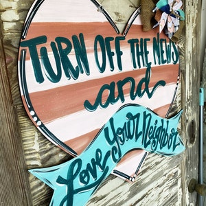 Love Your Neighbor Door Hanger - Heart Door Hanger - Love Your Neighbor ...