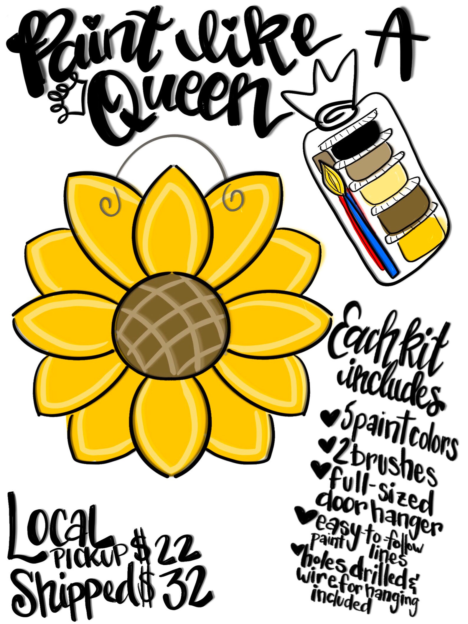 Sunflower Paint Kit Paint Kit DIY Art Project Paint at | Etsy