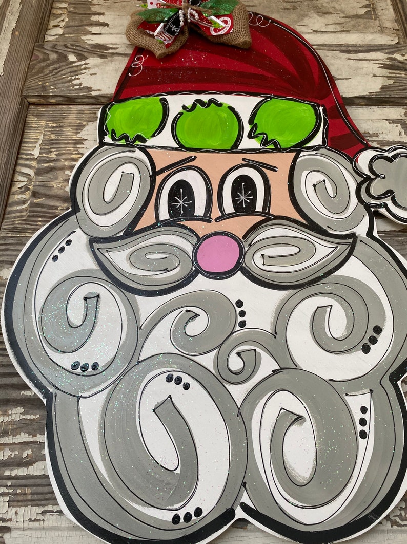Christmas Door Hanger Santa Door Hanger Holiday Door Decor - Etsy