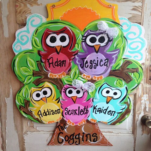 Owl Door Hanger Owl Wreath Spring Door Decor Owl Sign - Etsy