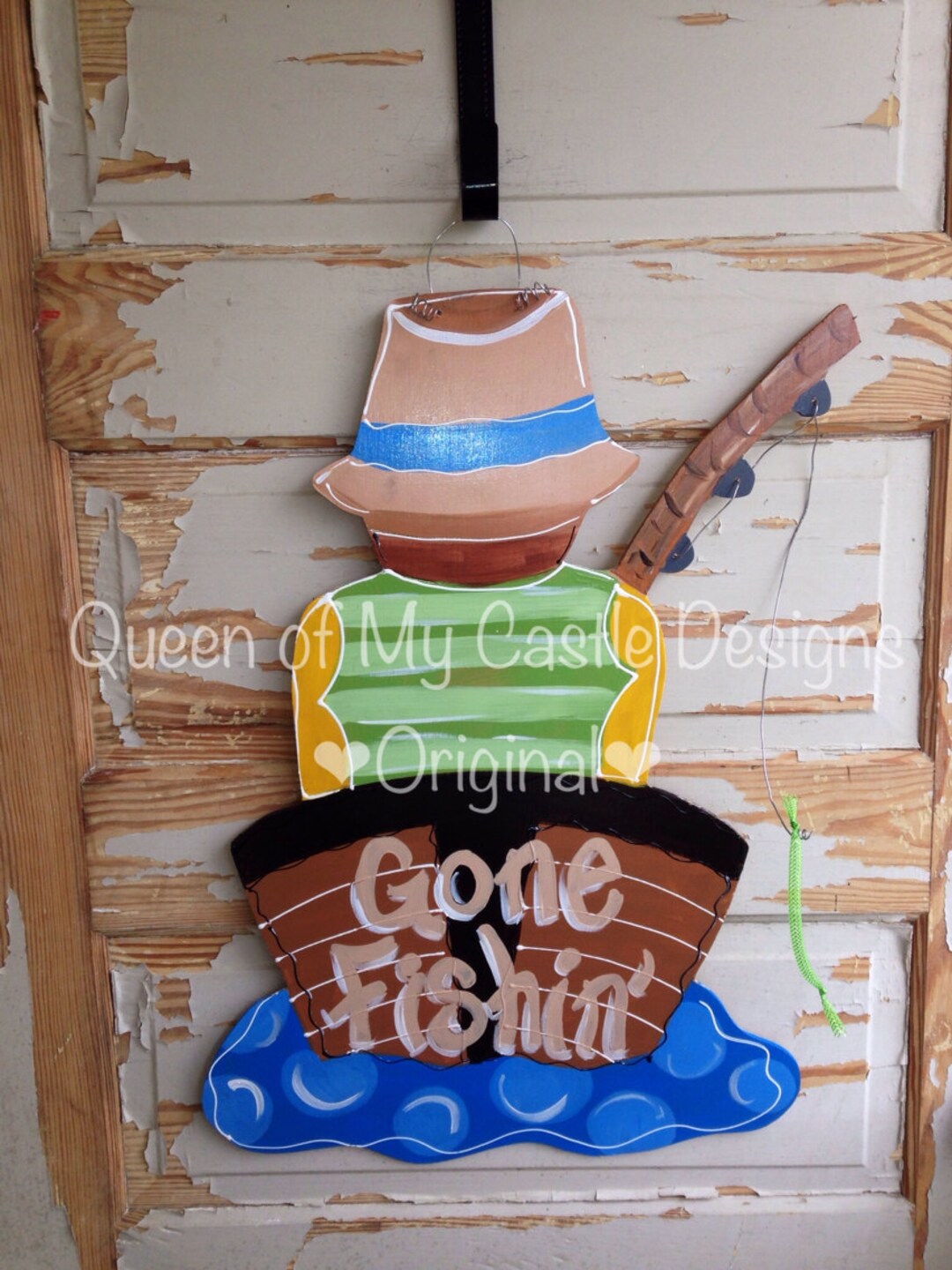 Fishing Door Hanger - Fisherman Door Hanger - Gone Fishing - Lake Sign ...