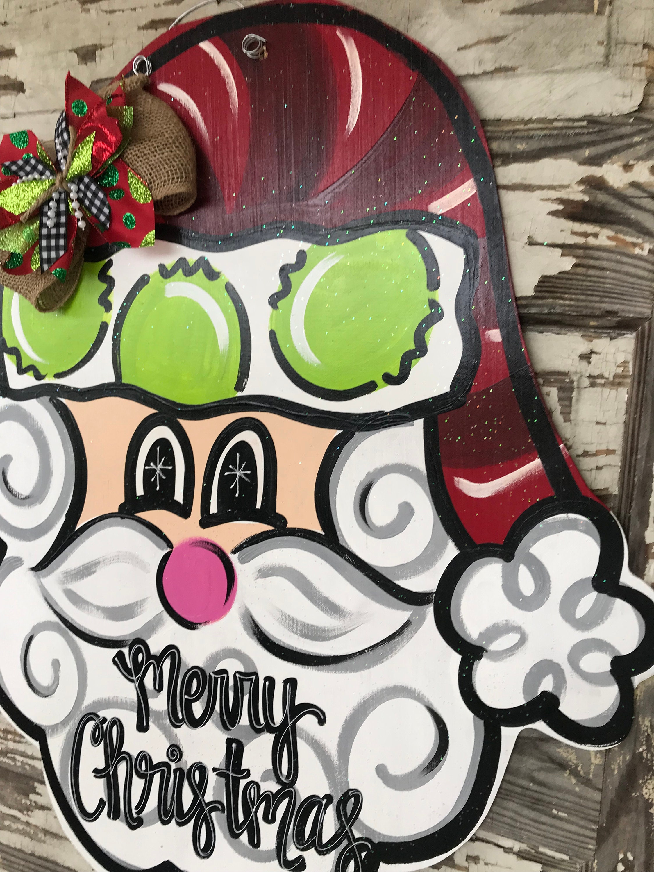 Christmas Door Hanger Santa Door Hanger Holiday Door Decor | Etsy