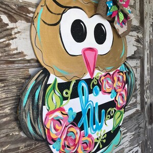 Owl Door Hanger - Owl Wreath - Spring Door Decor - Owl Sign ...