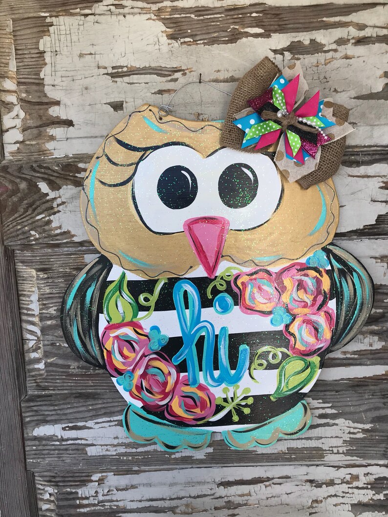 Owl Door Hanger Owl Wreath Spring Door Decor Owl Sign | Etsy