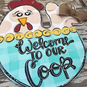 Personalized Door Hanger - Farmhouse Door Hanger - Chicken Door Hanger ...