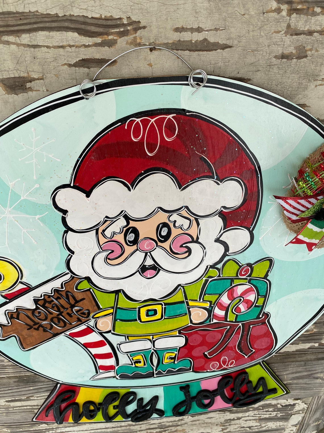 Christmas Door Hanger Santa Door Hanger Holiday Door Decor - Etsy