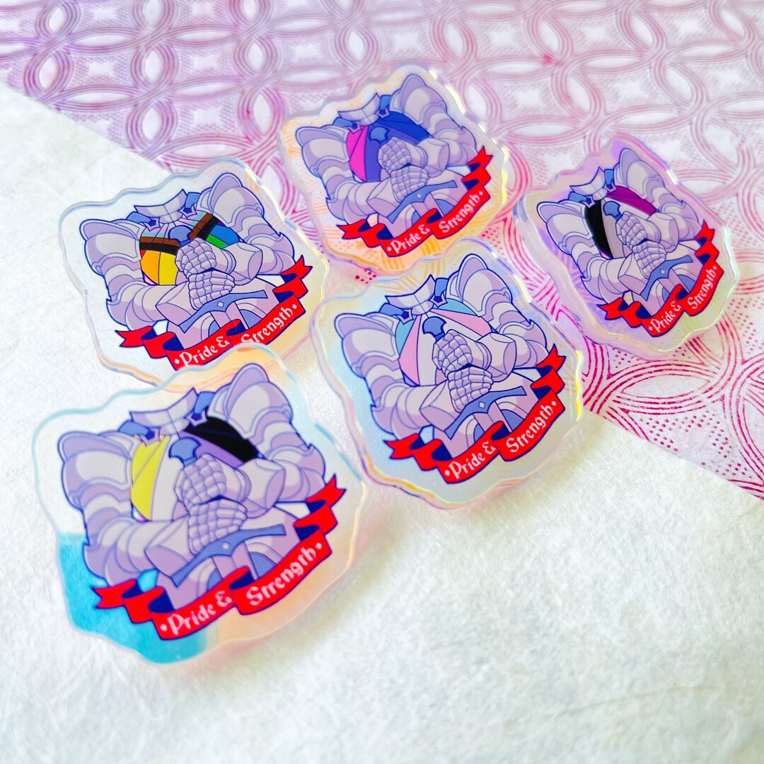Pride Warrior Rainbow Acrylic Pins Progress Flag Trans Bisexual Asexual ...