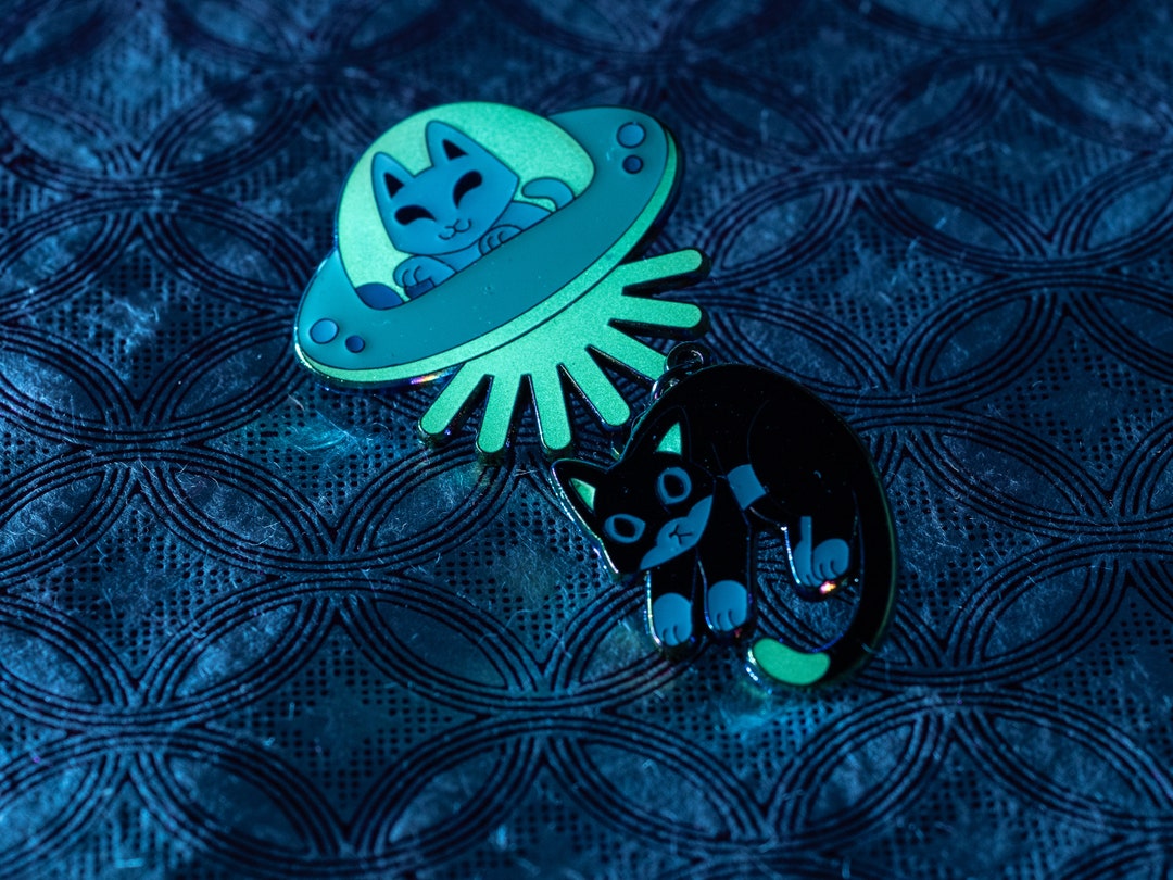 Kitty Alien Space Cat Cute Gift Rainbow Enamel Pin — Alien Abduction ...