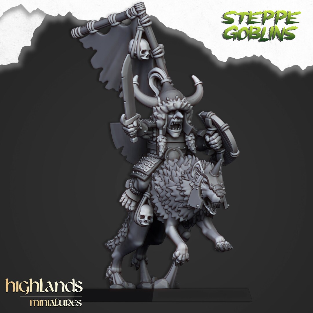 Goblin Leader on Wolf Steppe Goblins Highlands Miniatures 3D Printed - Etsy