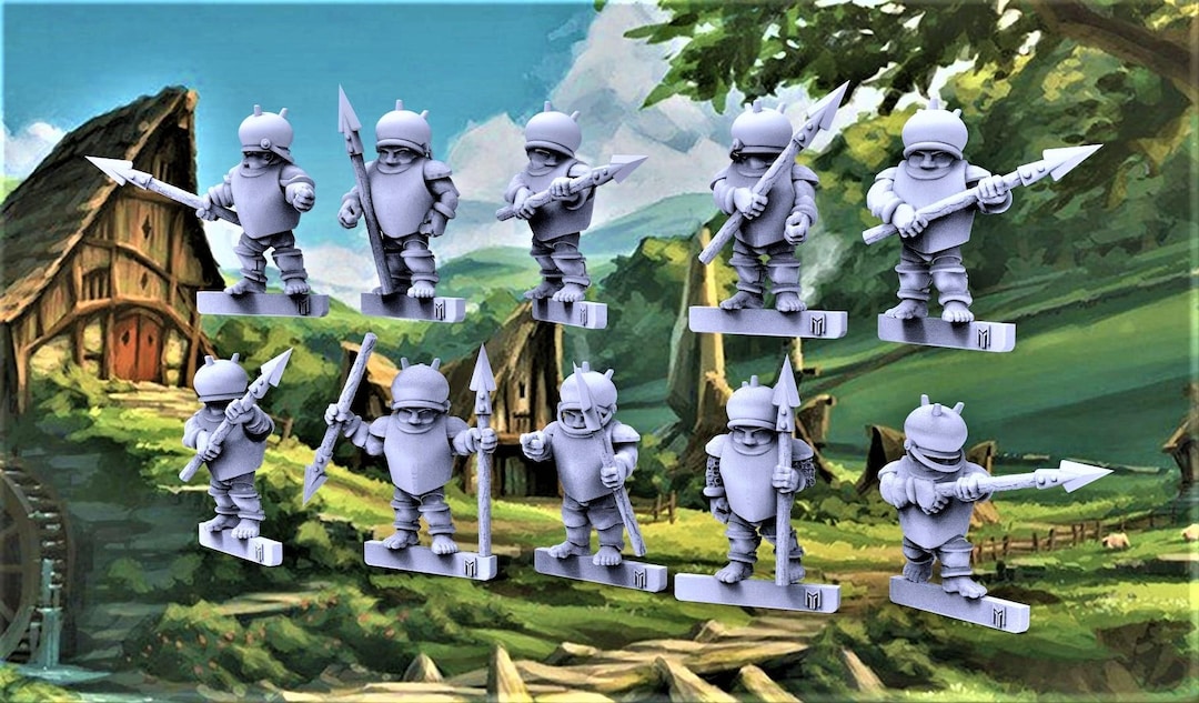 Halfling Soldiers Heavy Troops W/ Spears X10 Bigmrtong - Etsy