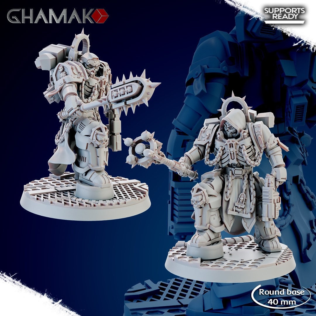 Sidereum Knights - Pontifex of War - Psycher - Ghamak 3D Printed 32 MM ...