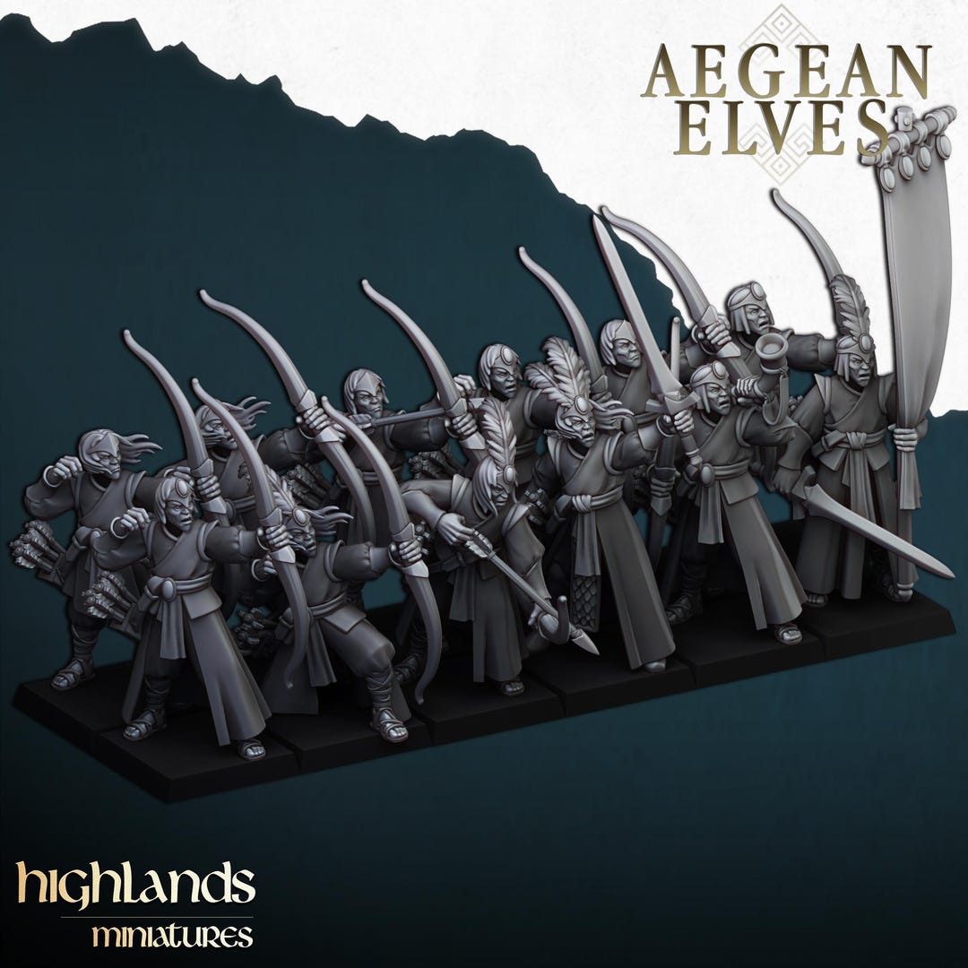 High Elf Archers (12) - Aegean Elves - Highlands Miniatures - 3D ...