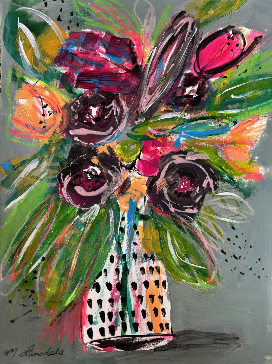 Flowers on 12x9 Paper - Original Art - Frame Not Included - Etsy