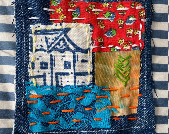 Mending Patch / Sashiko Inspired Patch / Boro Patch / Fabric Collage ...