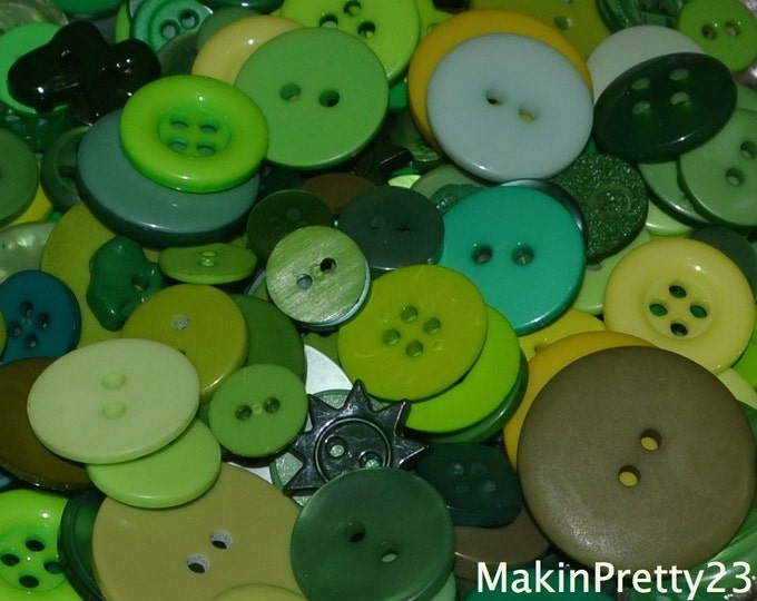 50 Green Mix Buttons, RAIN FOREST, Assorted Buttons, Crafting Jewelry ...