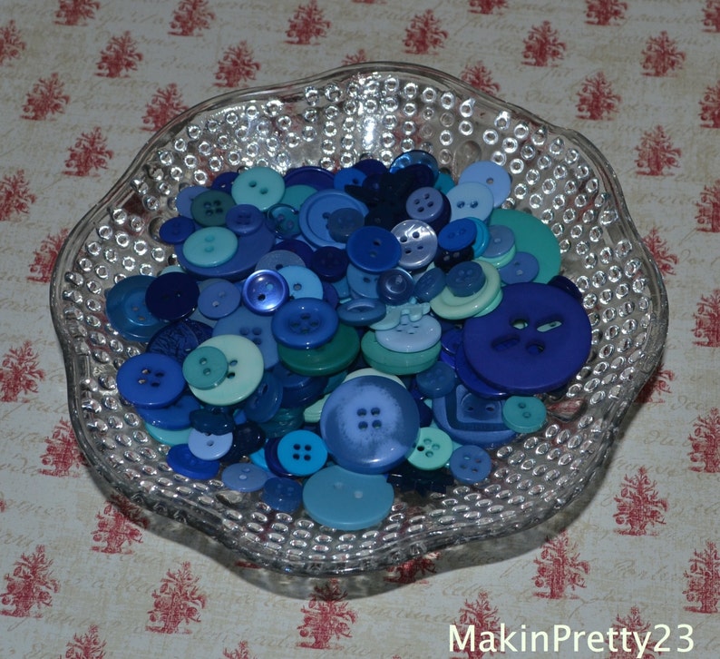 Blue Buttons Mixed Bulk Choose Your Quantity 50 or 100, Assorted Sizes ...