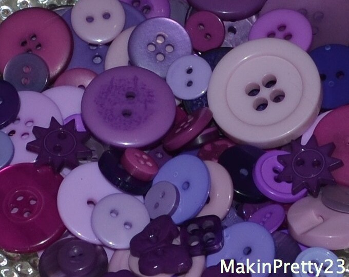 50 Mixed Purple Buttons Sewing Buttons Mixed Sizes Mixed Shades Shirt ...