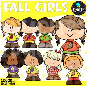 Fall Girls Clip Art, Autumn Girls Graphics, Fall Females Images, Fall ...