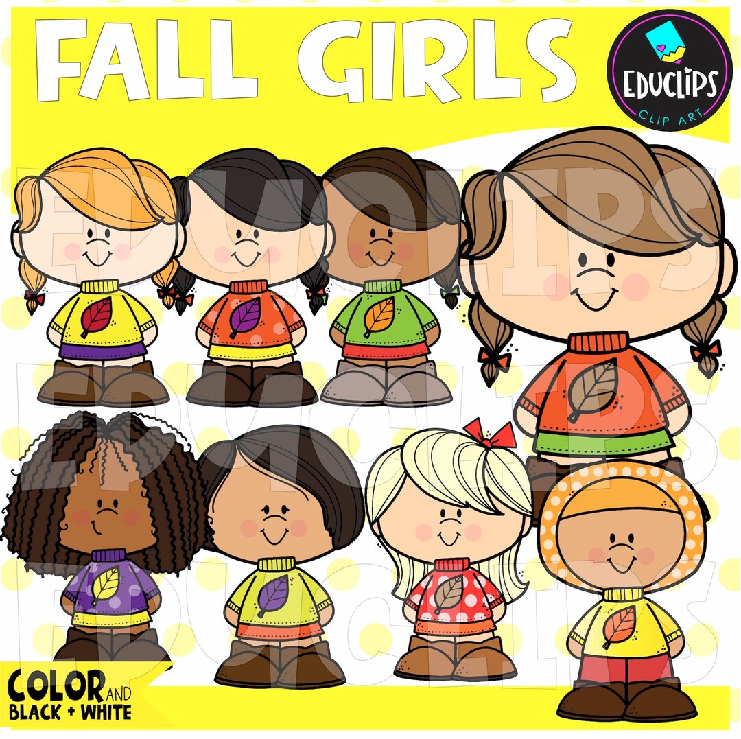 Fall Girls Clip Art, Autumn Girls Graphics, Fall Females Images, Fall ...