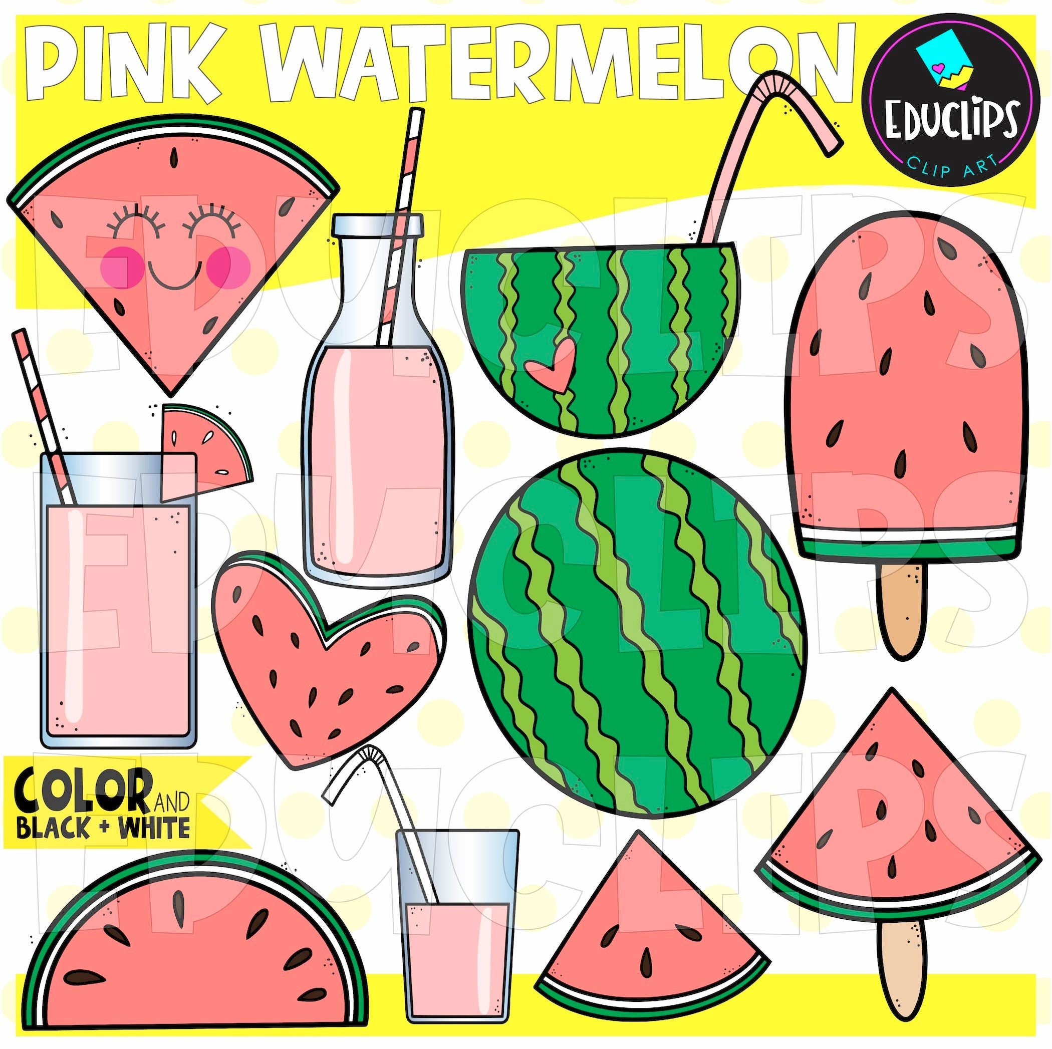 Pink Watermelon Clip Art, Watermelon Images, Summer Fruit Graphics ...