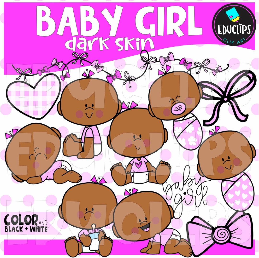 Baby Girl (dark Skin) Clip Art, Infant Graphics, Babies Images ...