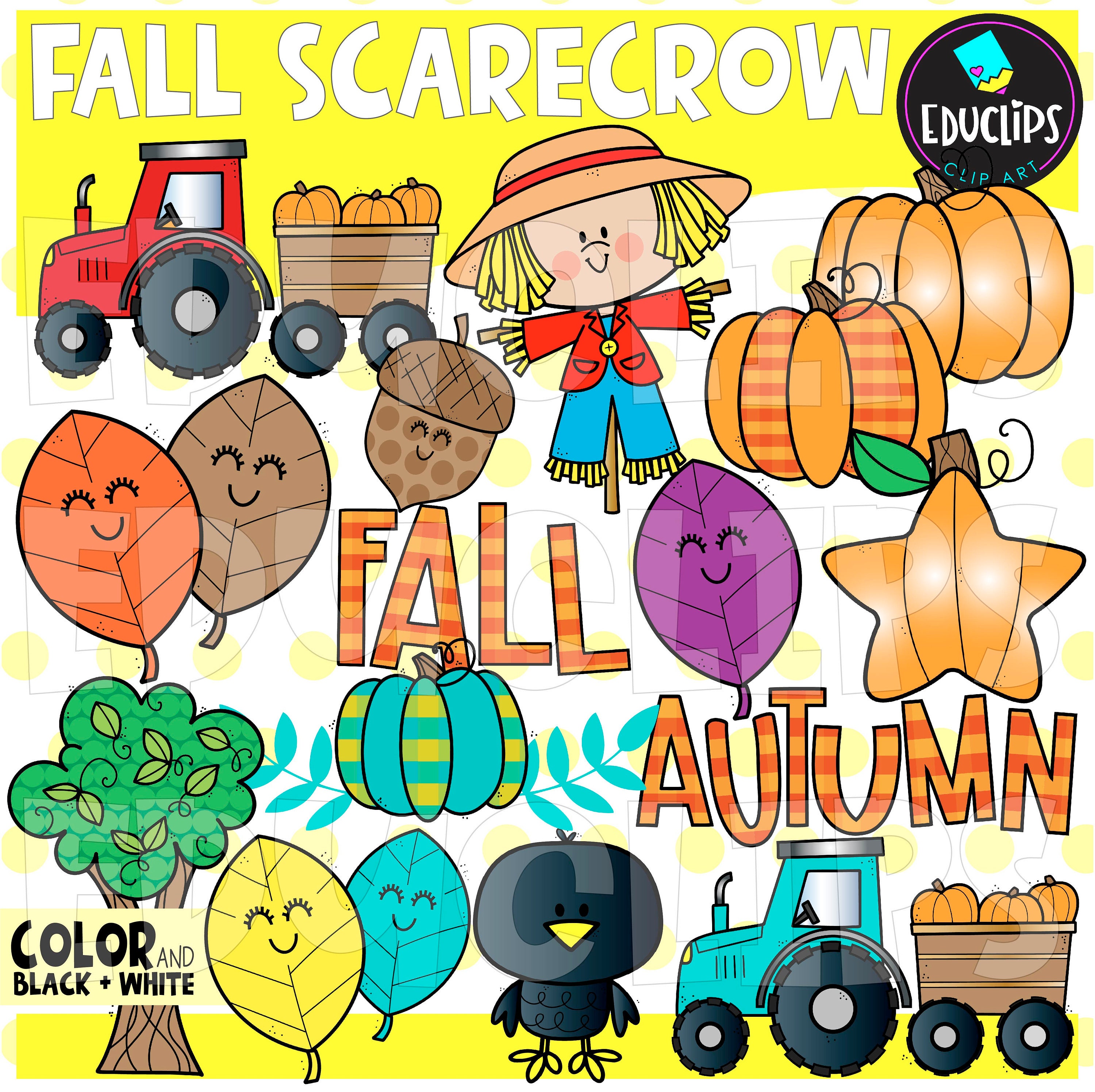 Fall Scarecrow Clip Art, Autumn Images, September, October, November ...