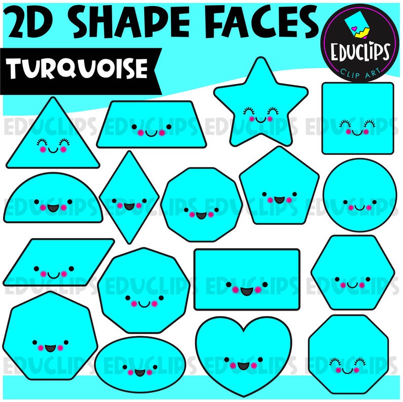 Rainbow Shape Faces Clipart Bundle - Etsy