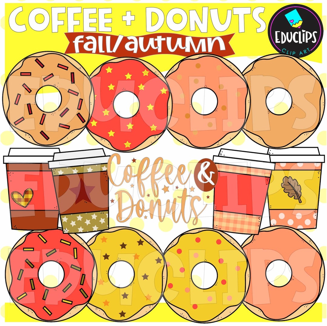 Fall Autumn Coffee & Donuts Clip Art, Food Images, Drinks Graphics ...