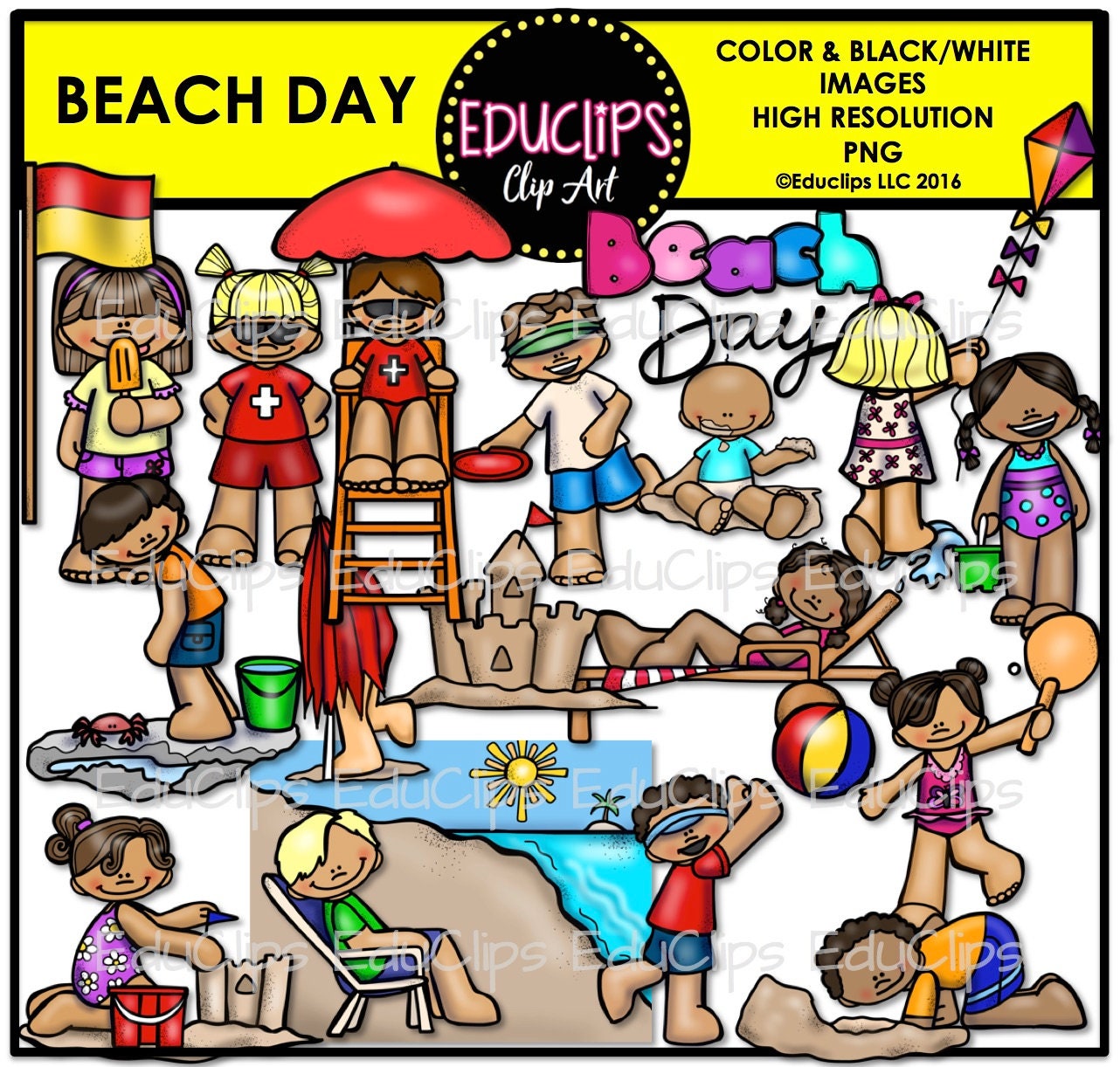 Beach Day Clip Art Set | Etsy