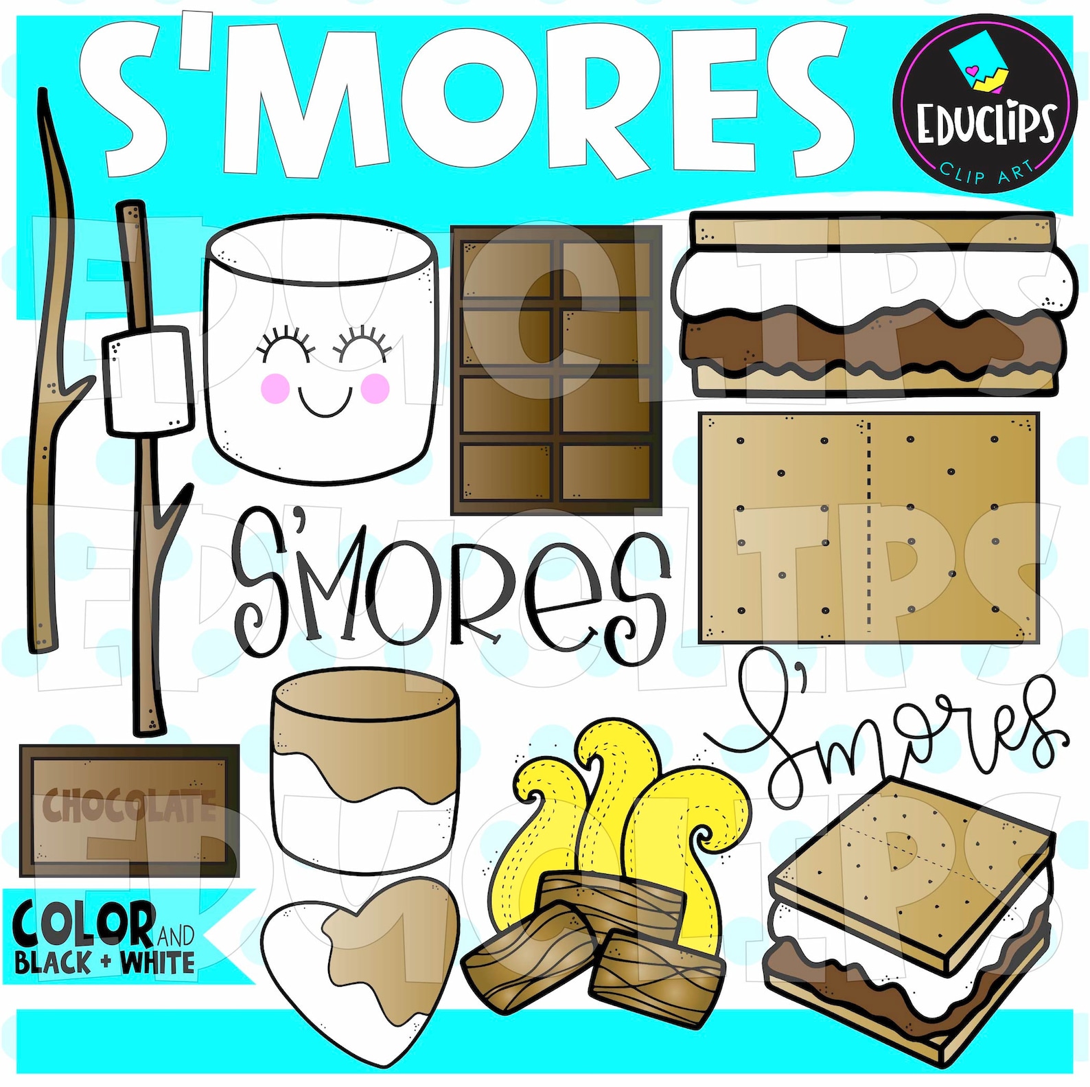 S'mores Clip Art, Food Graphics, Dessert Images, COMMERCIAL USE - Etsy