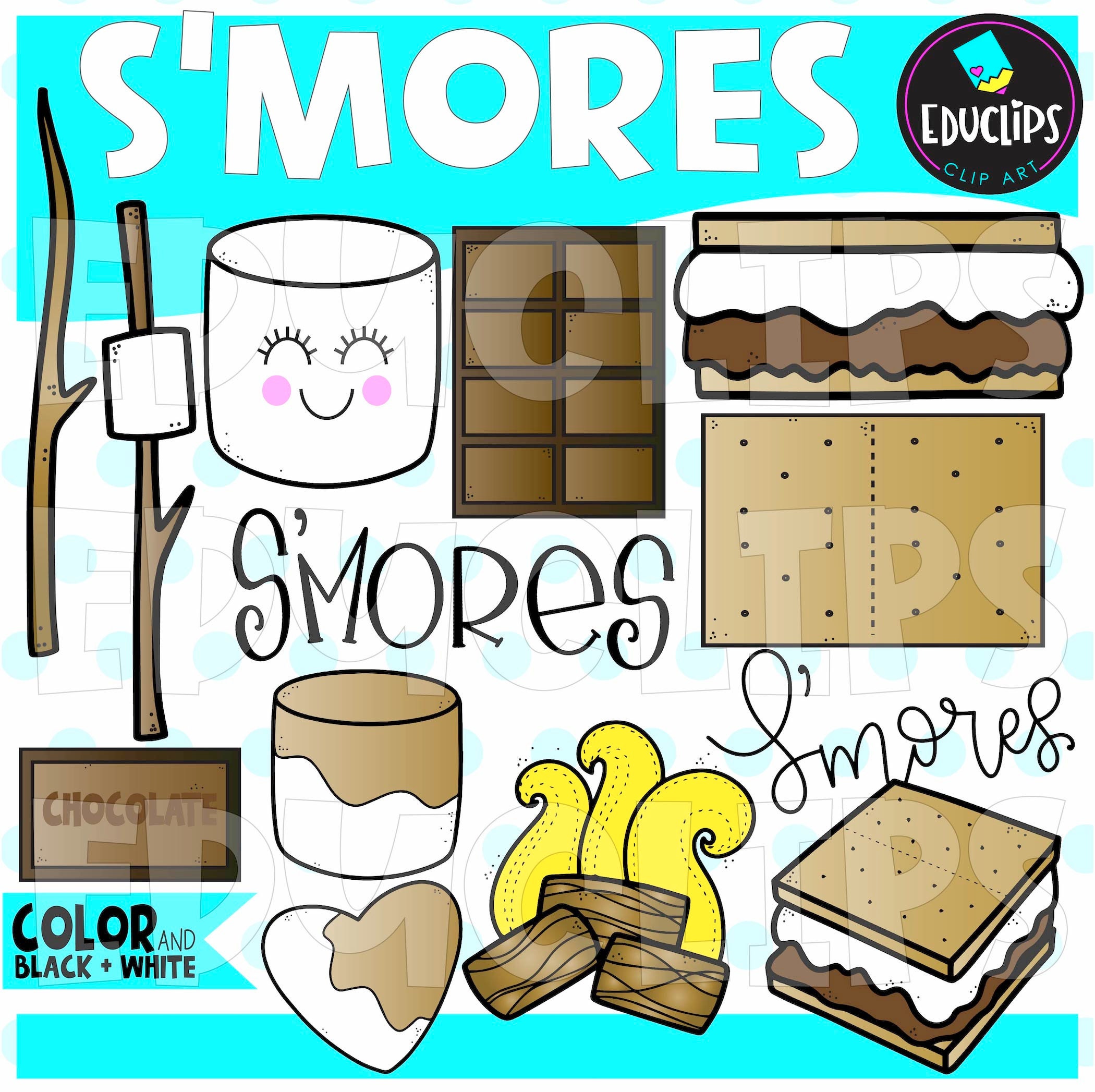 S'mores Clip Art, Gráficos de alimentos, Imágenes de postres, USO ...
