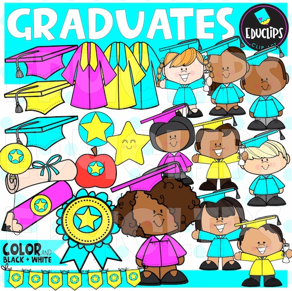 Graduates Clip Art Set Grads Students Graphics Graduation - Etsy