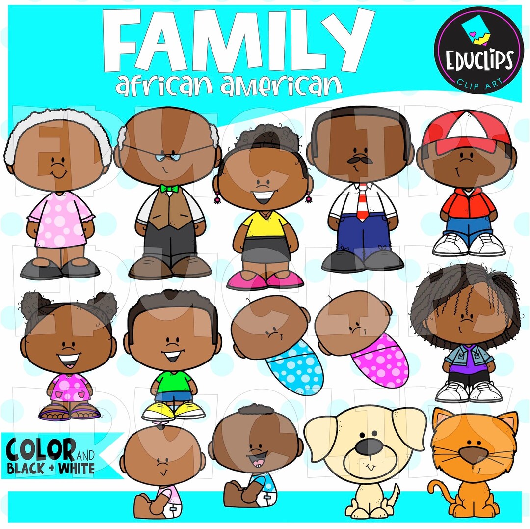 Family Clip Art, African American Family Graphics, COMMERCIAL USE - Etsy
