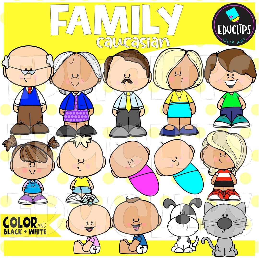 Family Clip Art, Caucasian Family Graphics, COMMERCIAL USE - Etsy