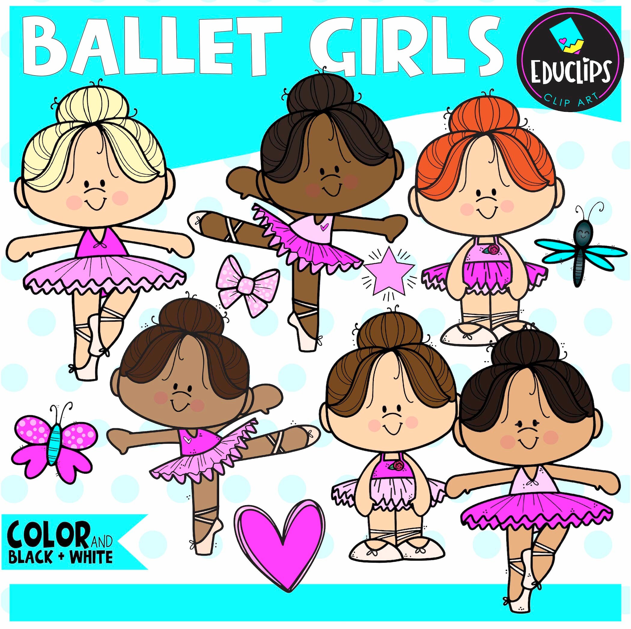 Ballet Girls Clip Art Set, Dancer Images, Ballerina Graphics ...